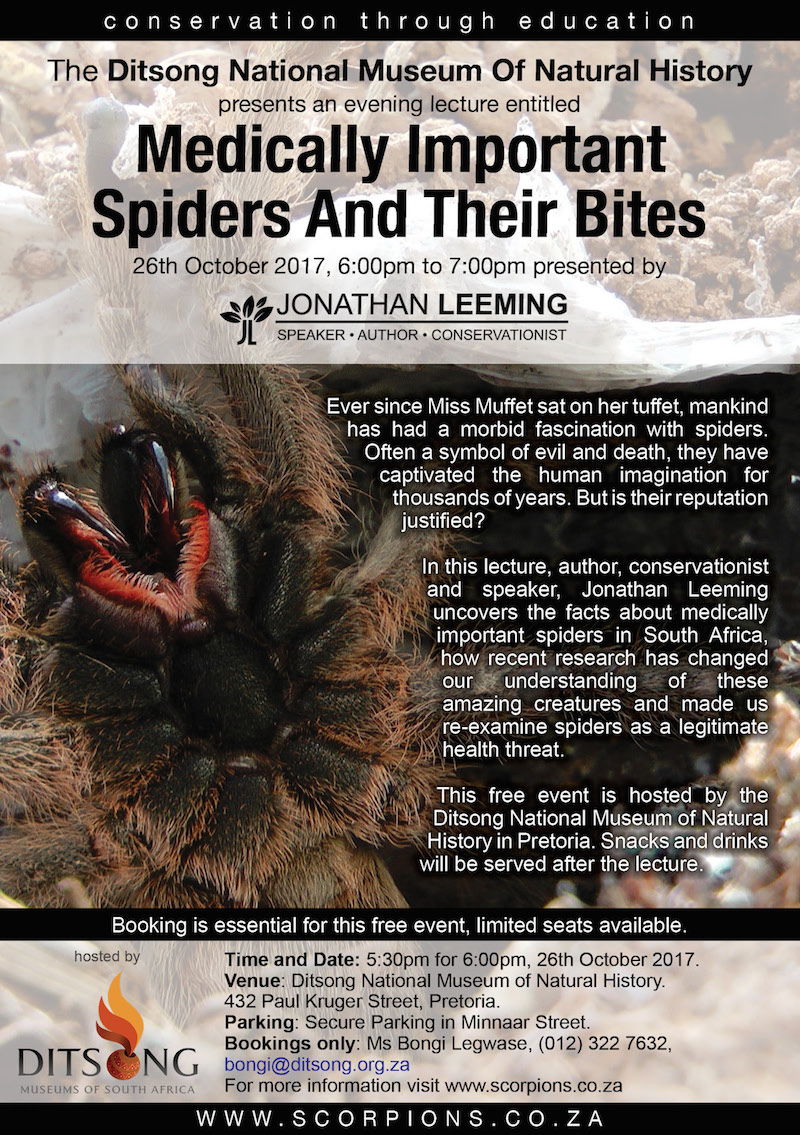 Medically Important Spiders Lecture | Spider & Scorpion Of Southern Africa
