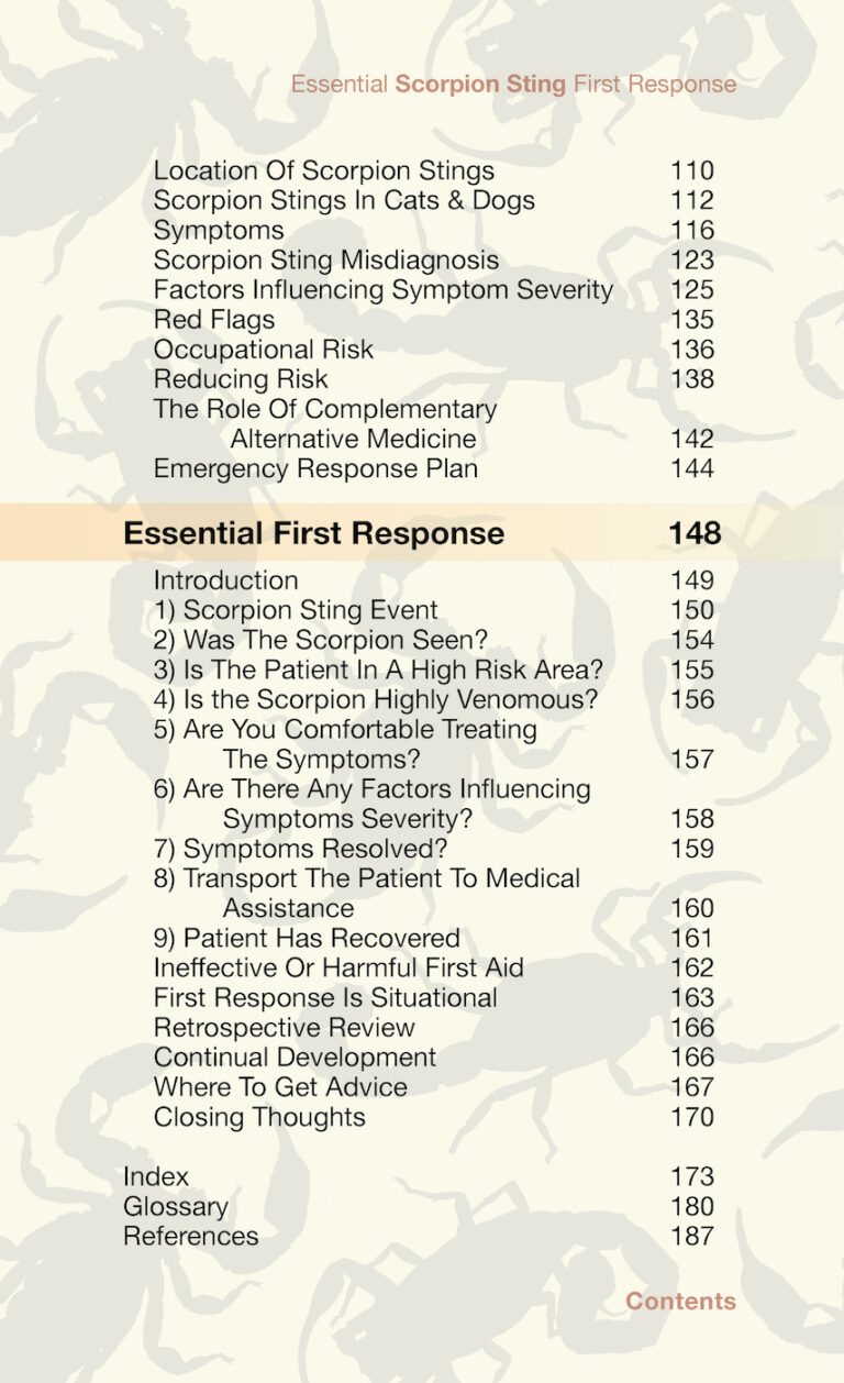 Essential Scorpion Sting First Response Book by Jonathan Leeming