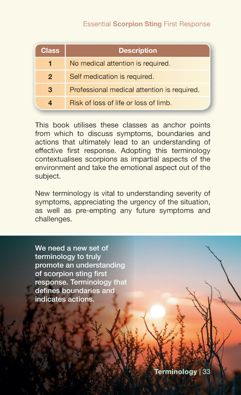 Essential Scorpion Sting First Response Book by Jonathan Leeming